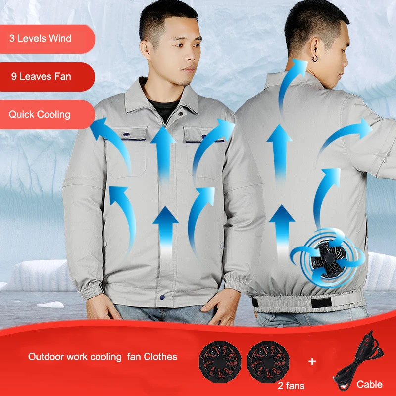 Summer 3 Speed Cooling Fan Air Conditioning Coverall Cool Down Welding ...