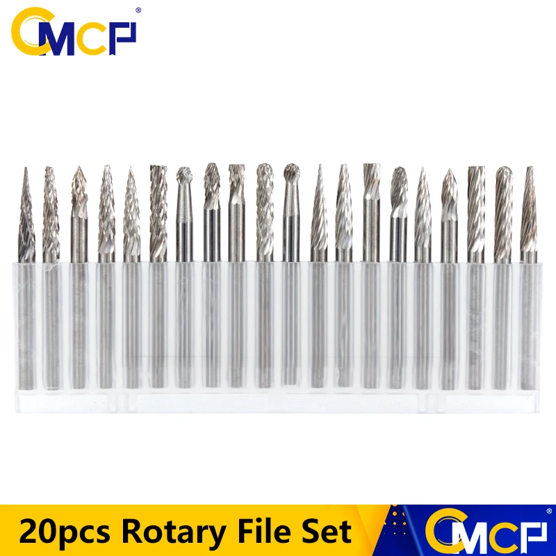Cmcp 20pcs Tungsten Carbide Rotary File Set 3x3mm Single And Double Cut ...