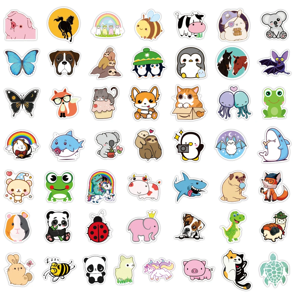 Calcomanías de animales, 100 pegatinas de animales de dibujos animados ...