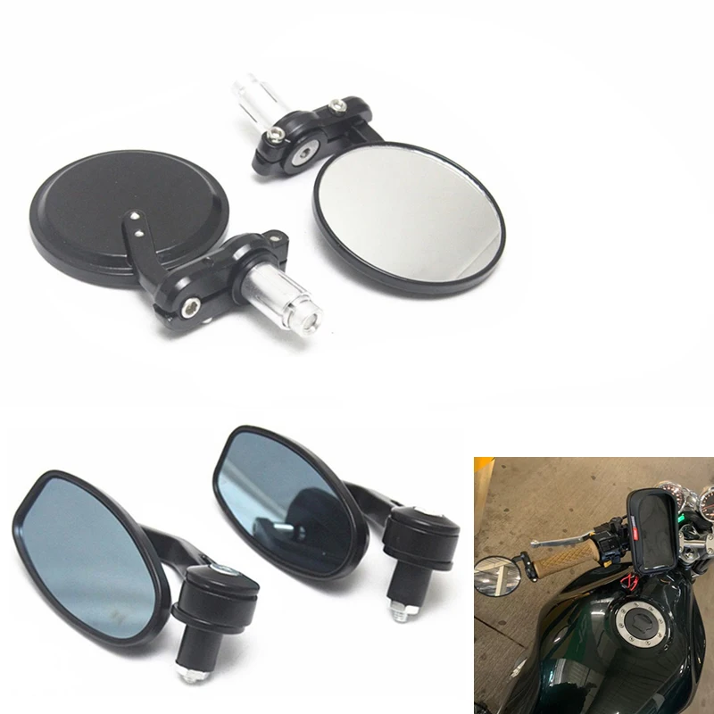 Black-7-8-Handlebar-End-Mirrors-Oval-Custom-Classic-Side-Mirrors-For ...