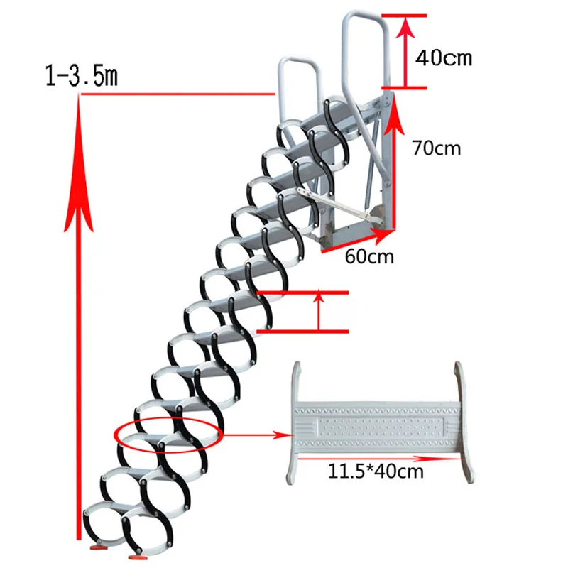 Loft Fire Ladder Family Hidden Telescopic Stairs Folding Ladder High ...