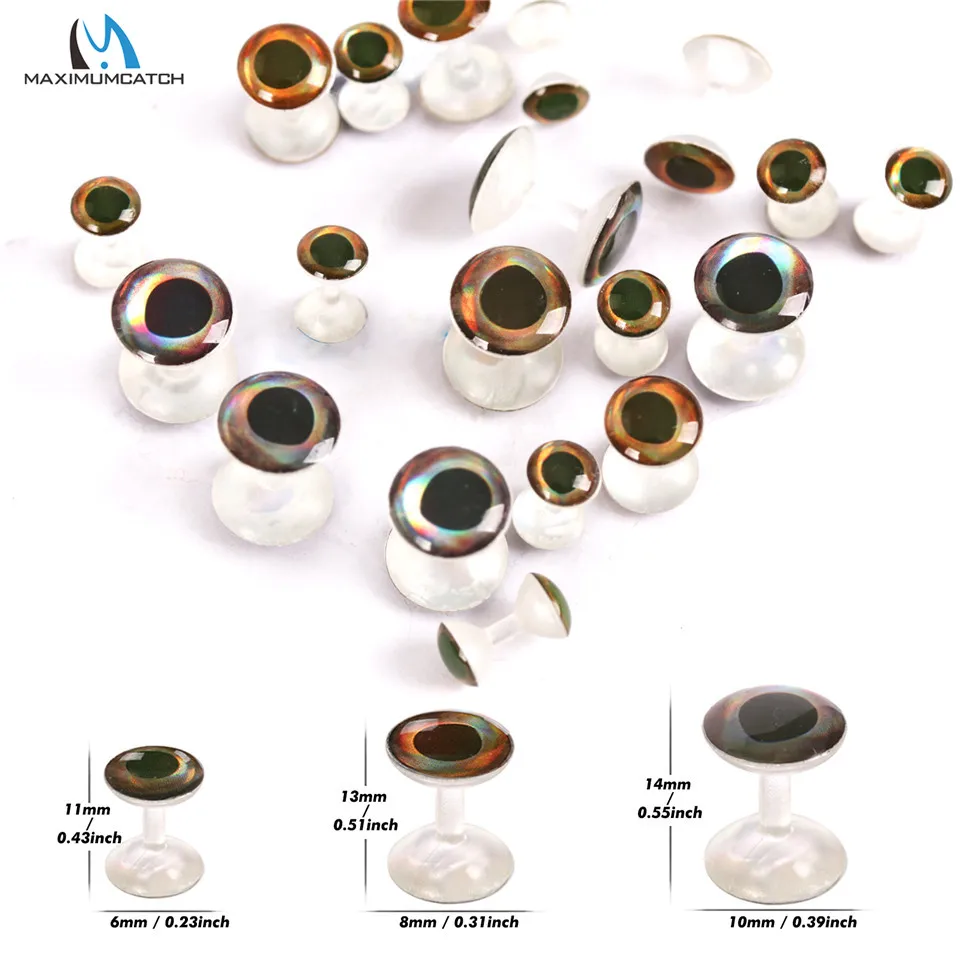 Maximumcatch-25pc-Fly-Tying-Weightless-Dumbbell-Eyes-6mm-8mm-10mm-4D ...