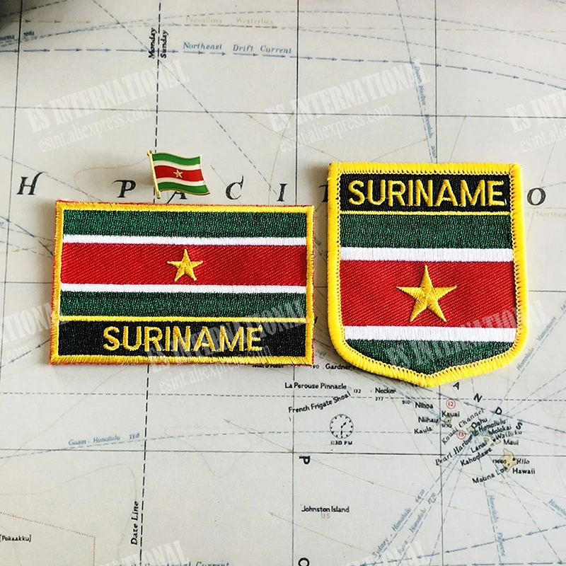 Suriname National Flag Embroidery Patches And Metal Flag Lapel Pin Suriname - Patches - AliExpress