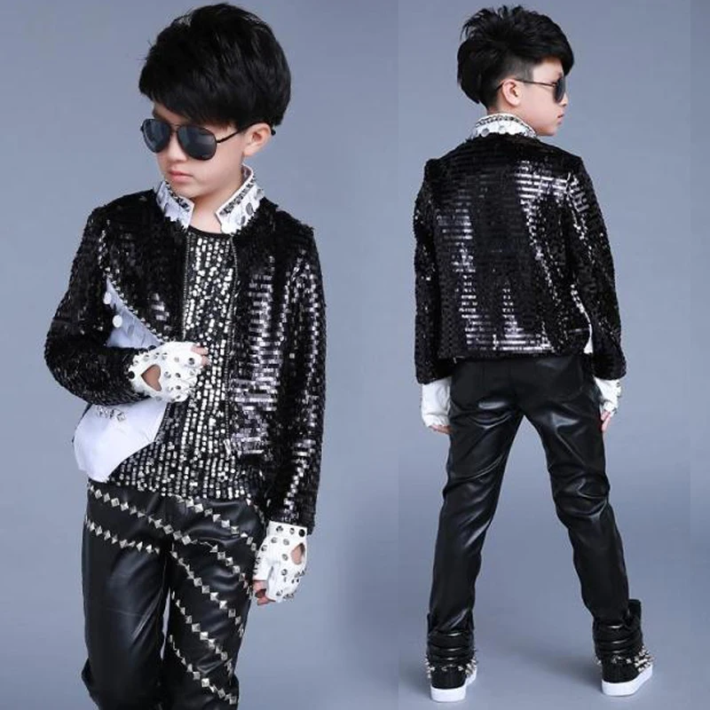 Boys-Hip-Hop-Dance-Costumes-Black-Sequined-Coat-Children-Stage-Wear ...