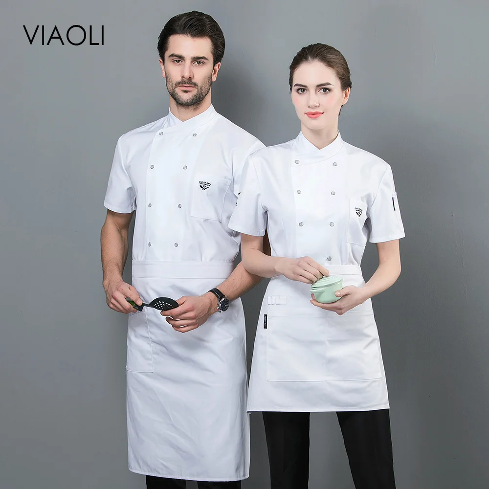 M 4XL doble pecho manga corta Chef chaquetas alta calidad servicio de ...