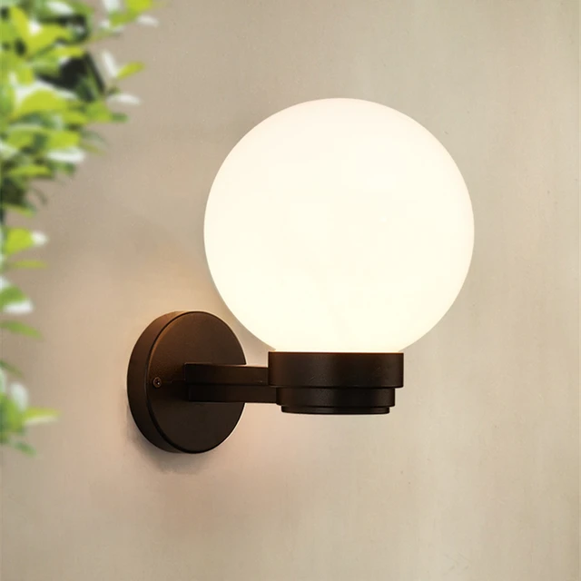 Exterior Globe Sconce UQL1513 Contemporary Outdoor Wall Light, 14.5"H