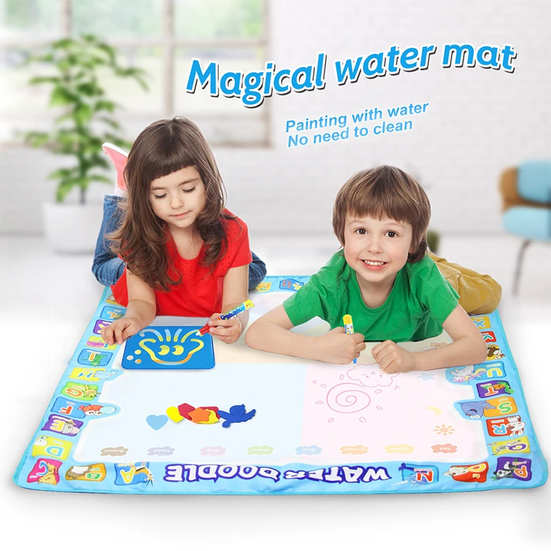 4-Types-Big-Size-Magic-Water-Drawing-Mat-Set-with-Water-Pen-EVA-Stamps ...