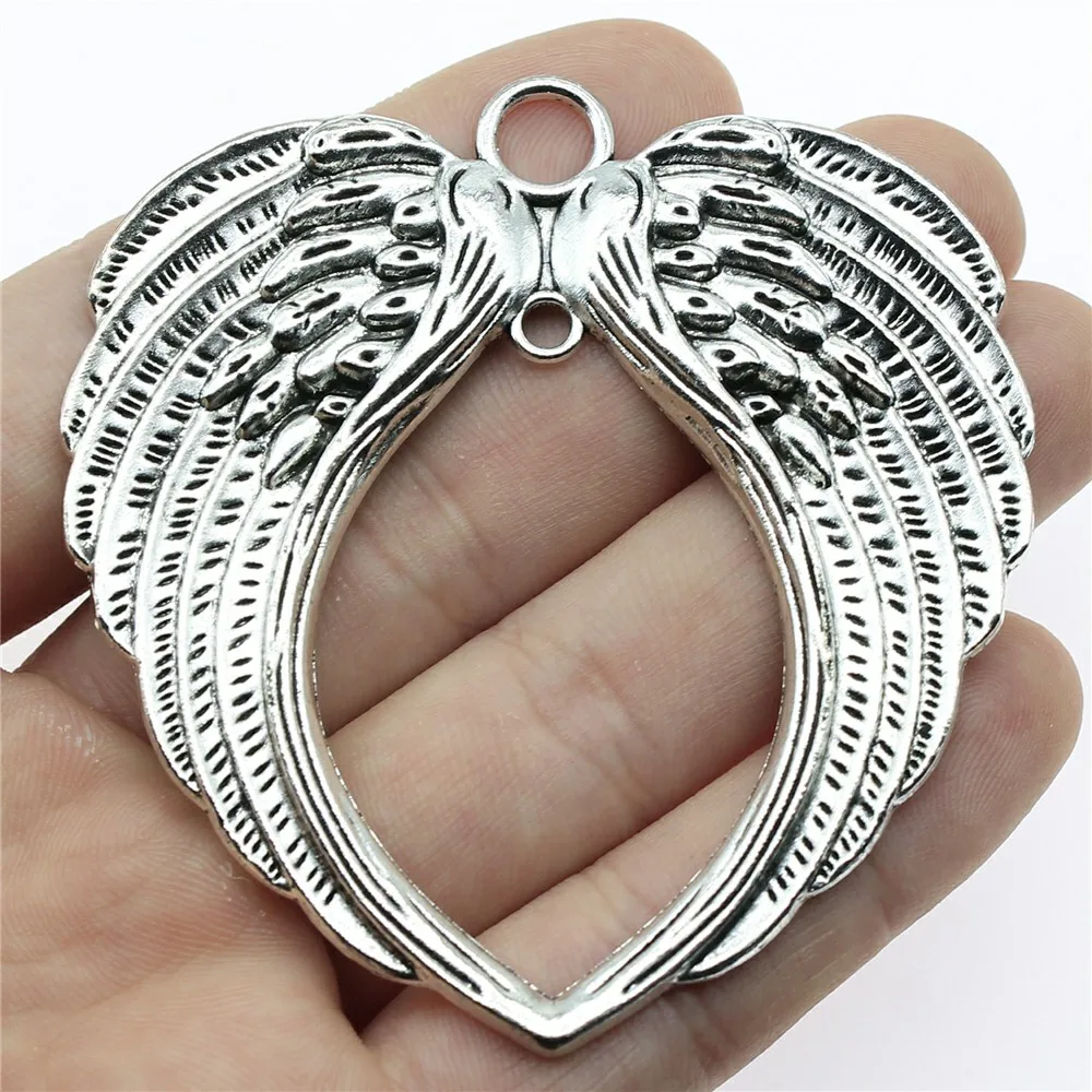 Wysiwyg 2pcs 74x69mm 3 Colors Double Angel Wings Big Heart Connector ...