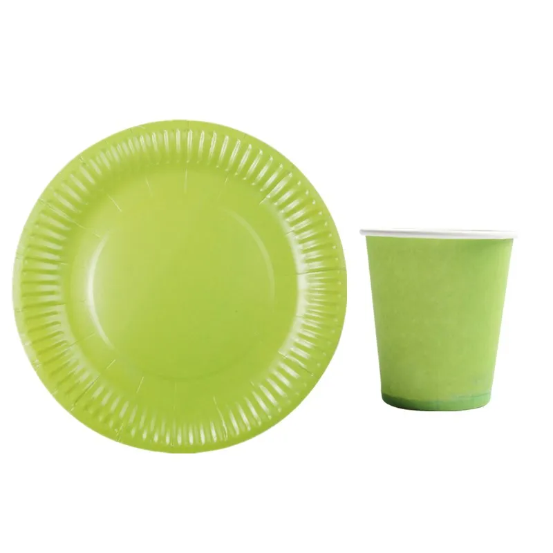 10/20pcs Green Solid Color Plates Cups Tablewares Sets Wedding ...