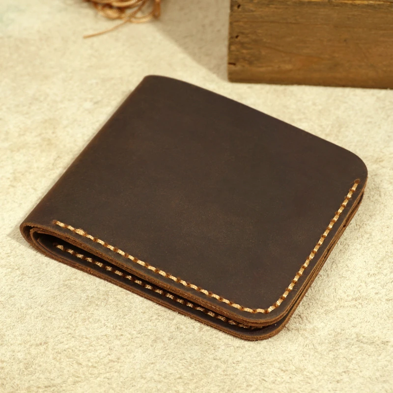 Top Genuine Leather Men's Wallet Retro Handmade Wallet for Men Durable ...