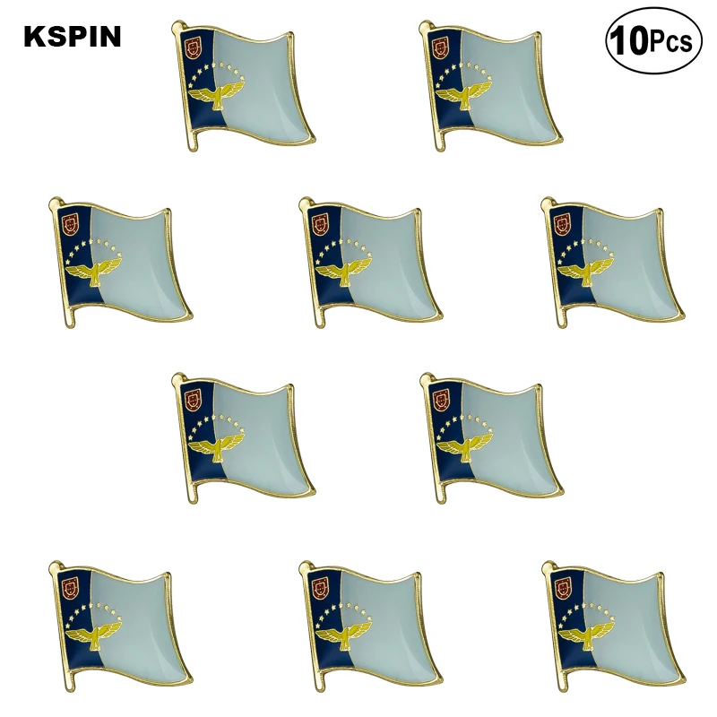 10pcs a lot Azores Flag Lapel Pin Flag badge Brooch Pins Badges 10Pcs a Lot