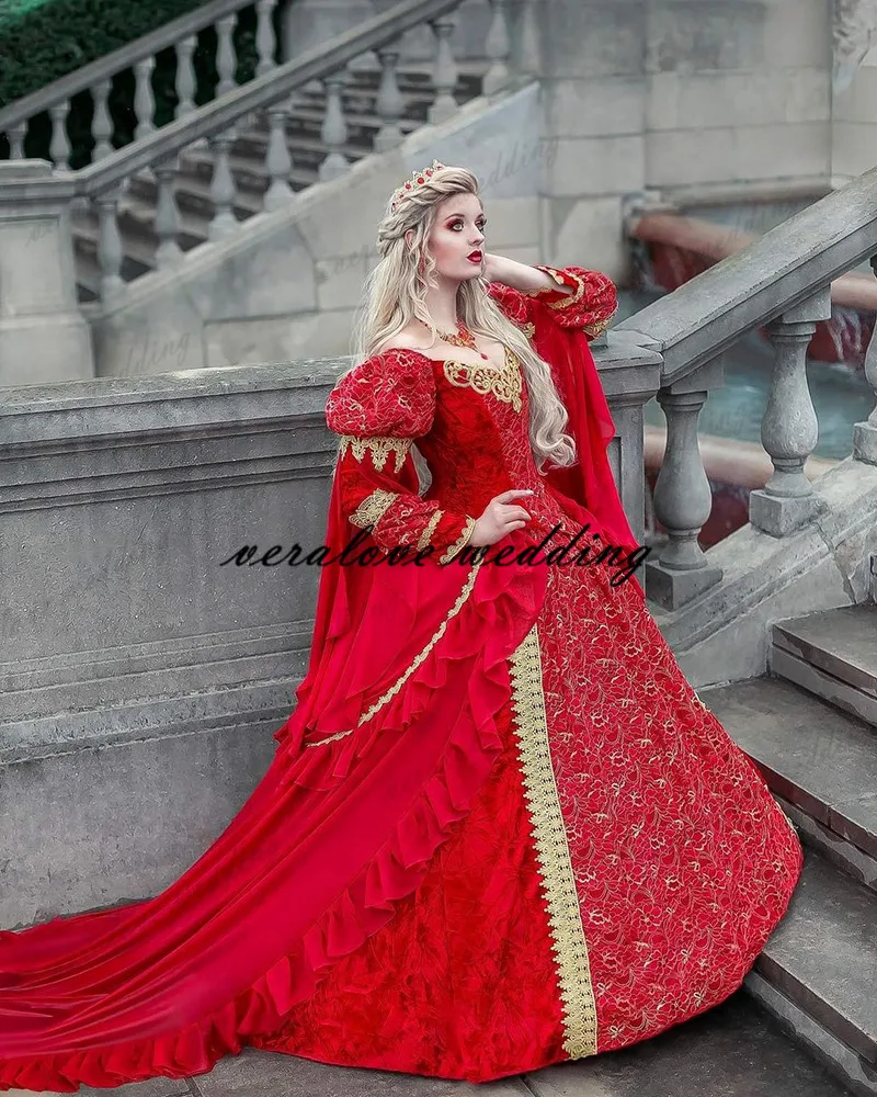 Red Medieval Wedding Dresses