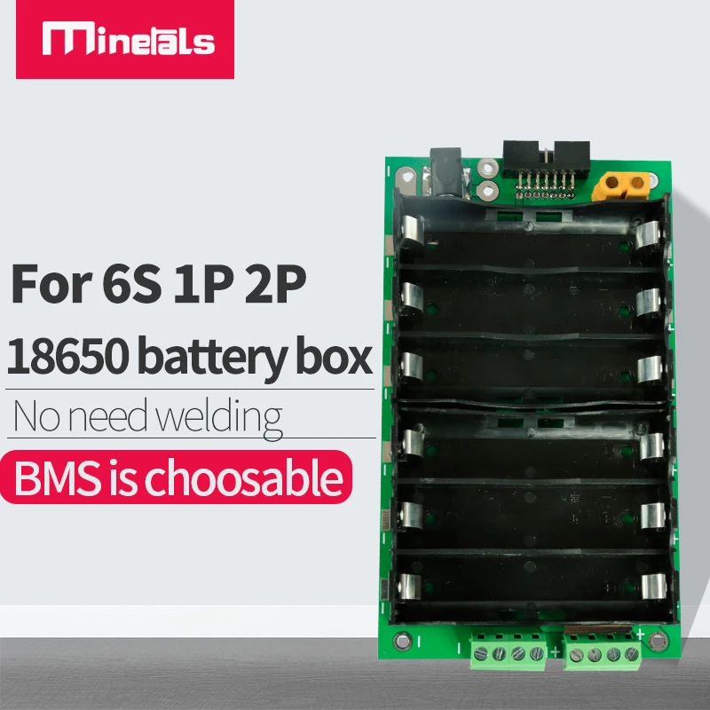 18650 리튬 배터리 박스, BMS 배터리 홀더 포함, 무납땜 리튬 배터리 케이스, 6S, 24V, 1P, 2P|배터리 액세 ...
