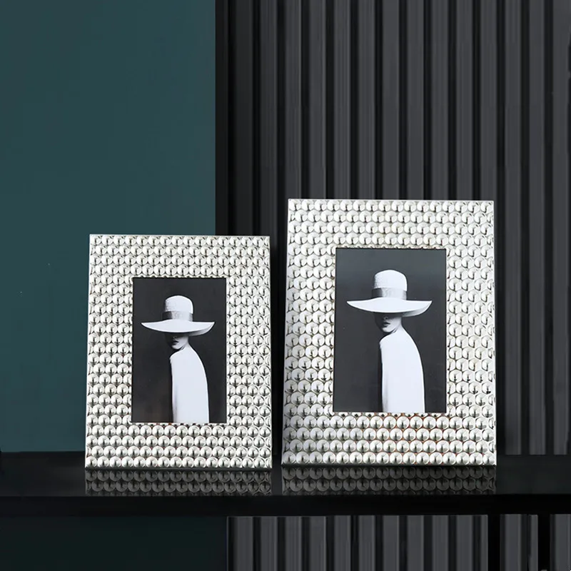 Aluminum Photo Frame Concave convex Pattern Silver Photo Storage ...