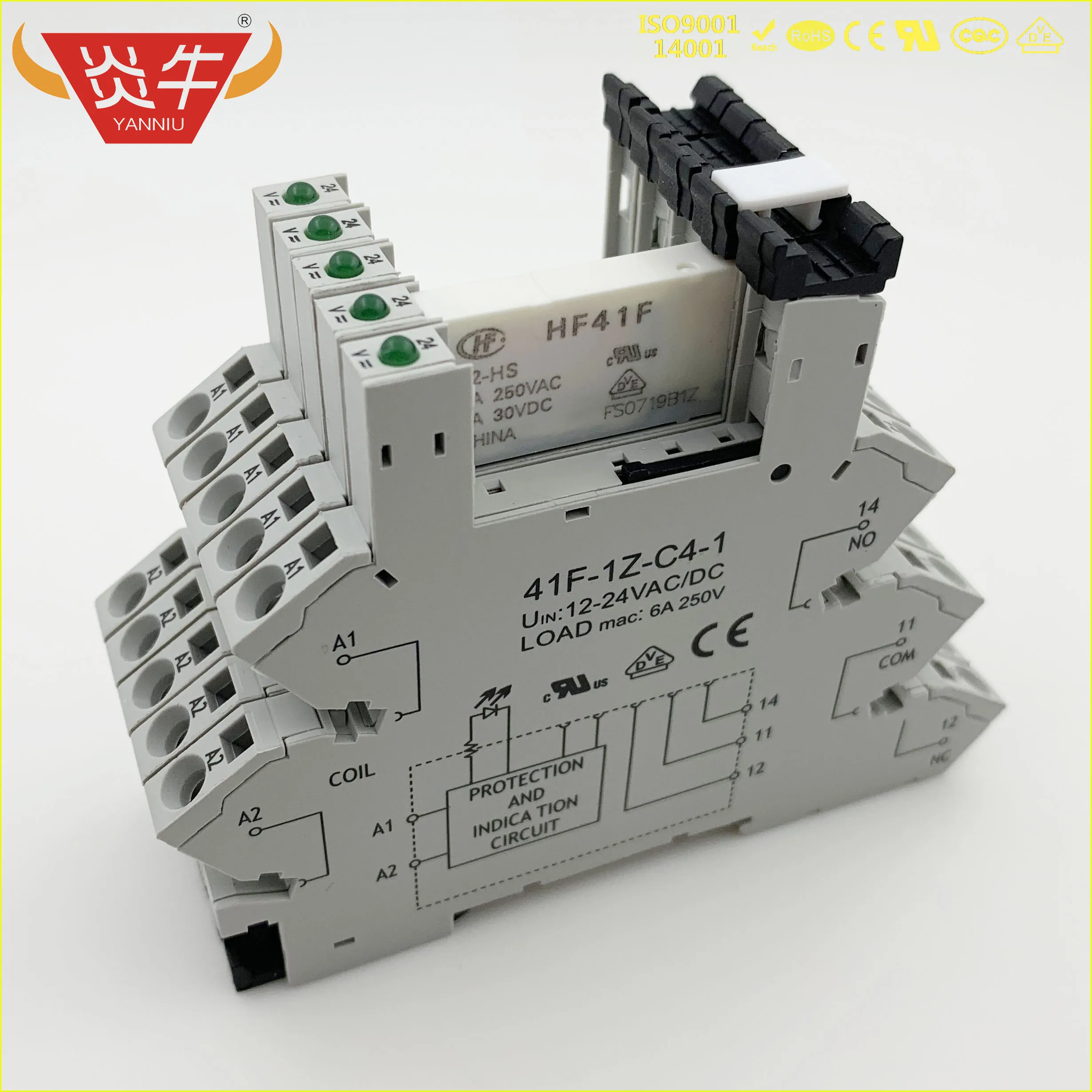 10Pcs-RELAY-SOCKETS-41F-1Z-C4-41FF-DIN-Rail-Snap-Mount-POWER-RELAY-WITH ...