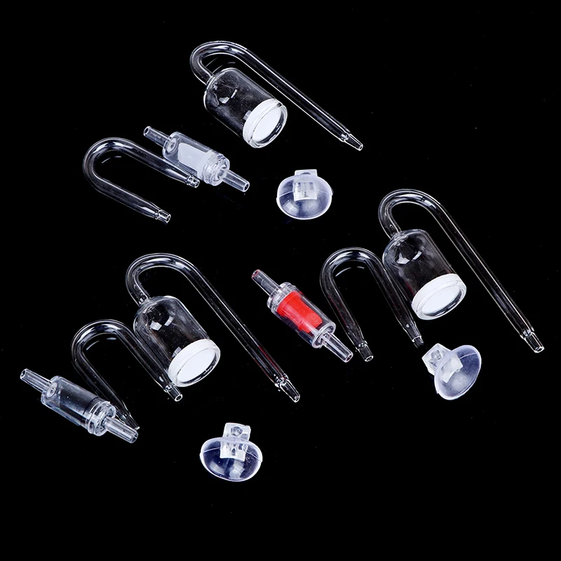 Aquarium Glass CO2 Diffuser Check Valve U Shape Glass Tube Suction Cup ...