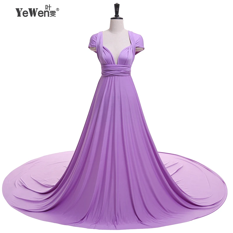 YEWEN V Neck Open Back A Line Long Evening Dress Party Elegant Vestido ...