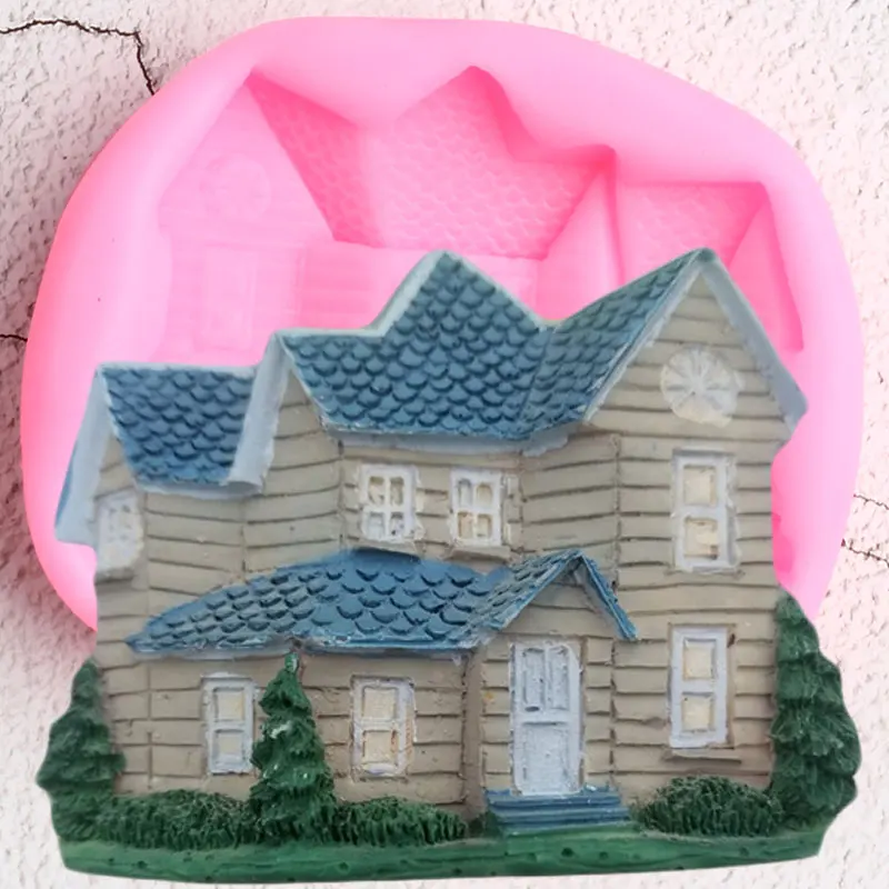 3D House Silicone Mold Villa Polymer Clay Candy Chocolate Molds DIY ...