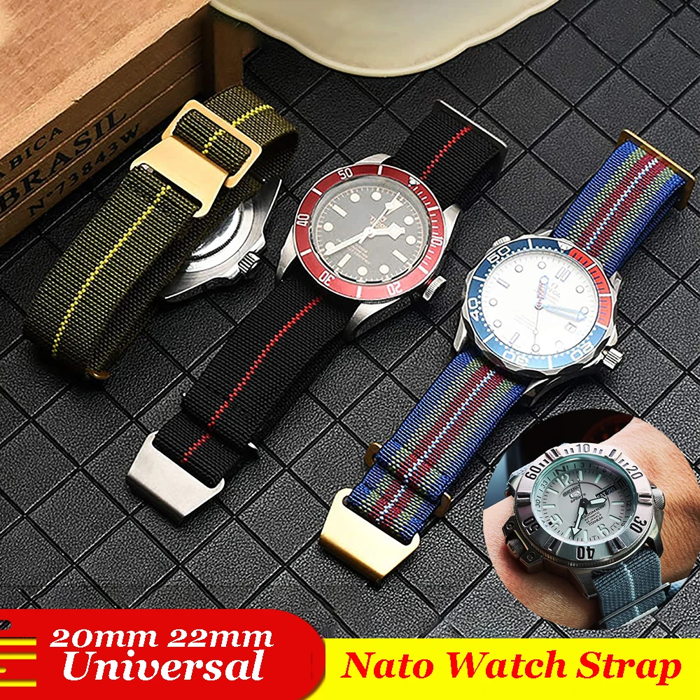 Correa de nailon Nato de 20mm y 22mm para reloj Seiko, Rolex, Casio ...