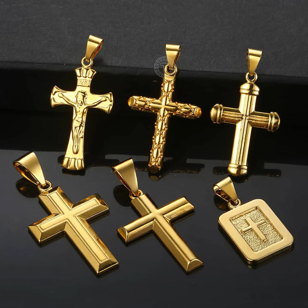 Davieslee Crucifix Jesus Cross Pendant For Men Women Gold Christian ...