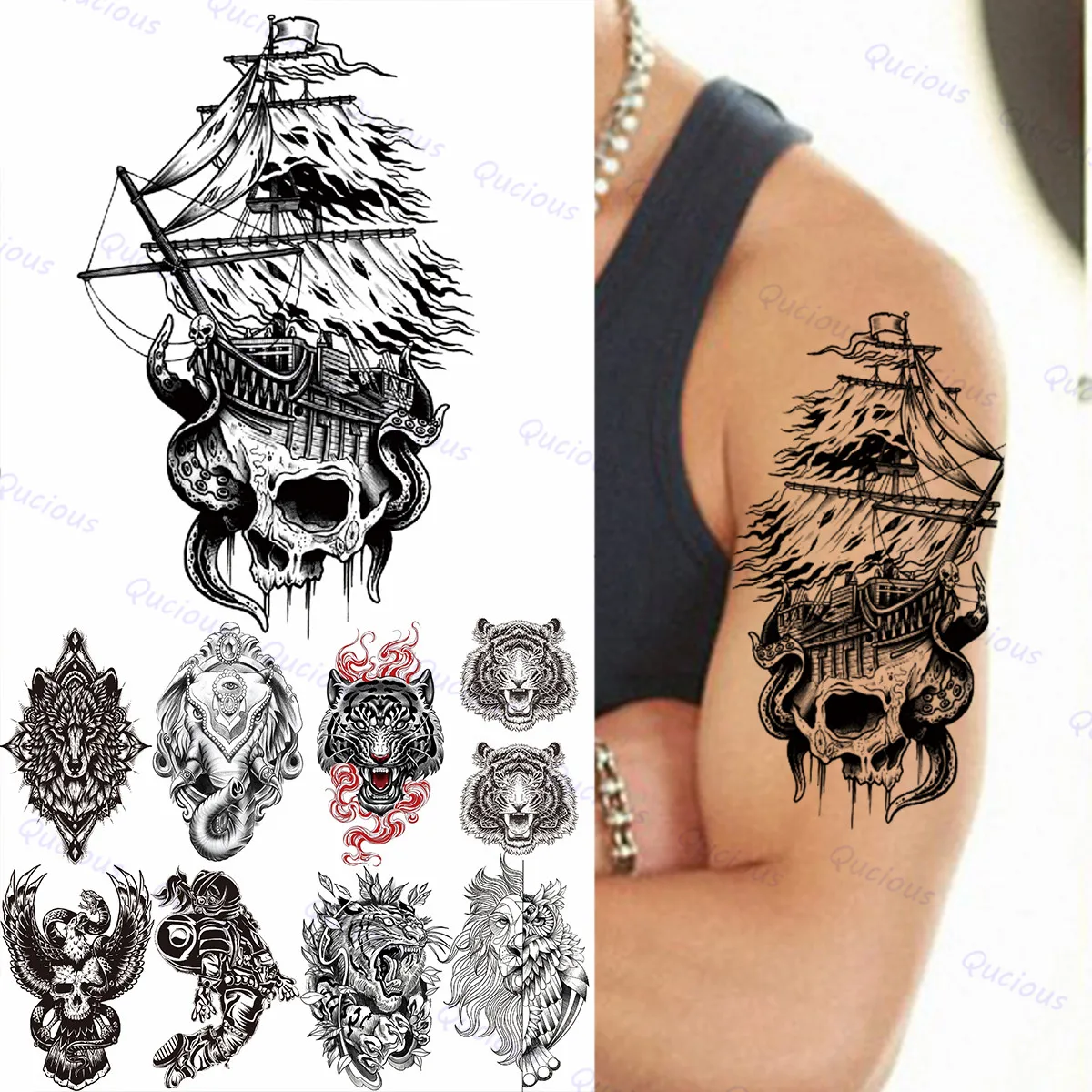 Pirate Ship Arm Tattoos