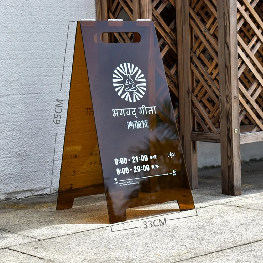 Acrylic Signage Korean Mirror Billboard Triangle Floor Sign Stand ...