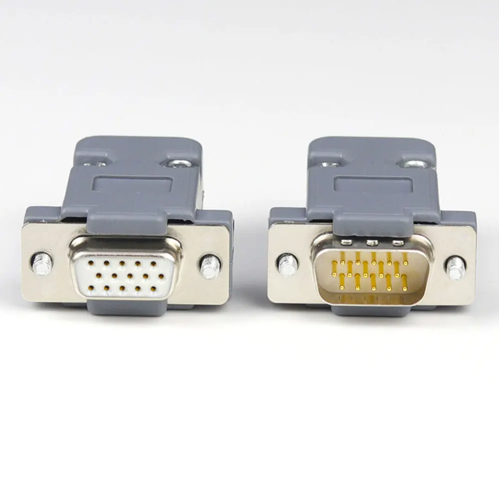 Conectores de soldadura VGA, enchufe macho/hembra, Kit de carcasa de plástico, 3 filas, 15 Pines ...