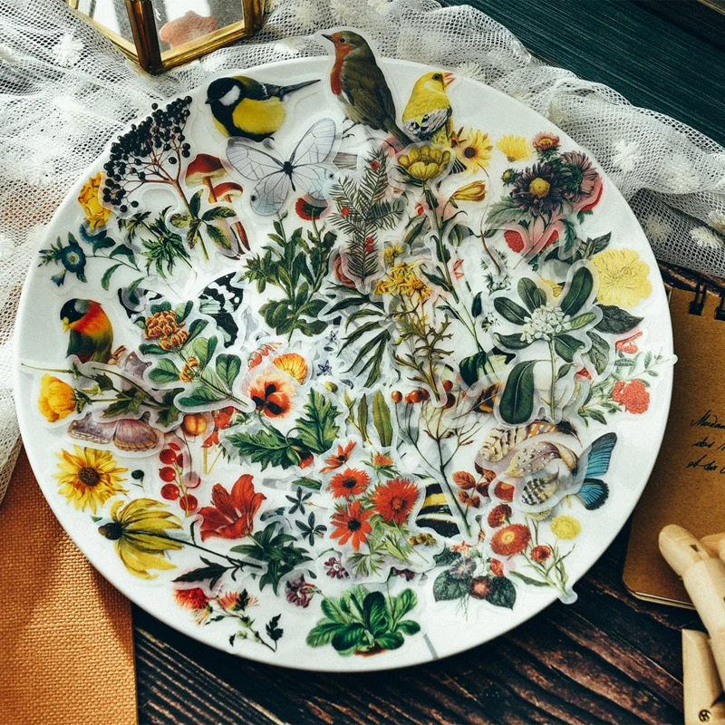 Kscraft Retro Flower And Birds Vellum Paper Stickers For Scrapbooking ...