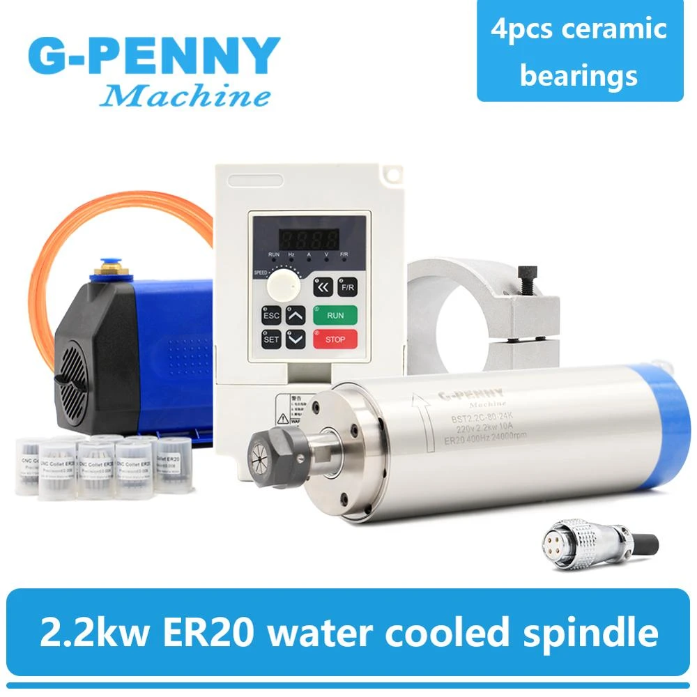 2.2kw Water Cooled Spindle Kit Cnc Spindle Motor 80*230 & 2.2kw Vfd ...