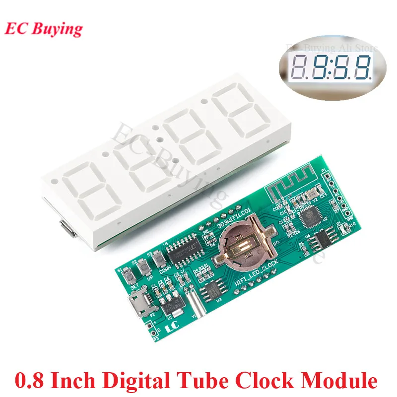 0.8 Inch Digital Tube Clock Module 7 Segment Display Automatic Clock ...
