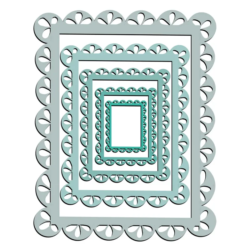 Nested Stitched Scallop Rectangle Frame Metal Cutting Dies DIY Etched ...