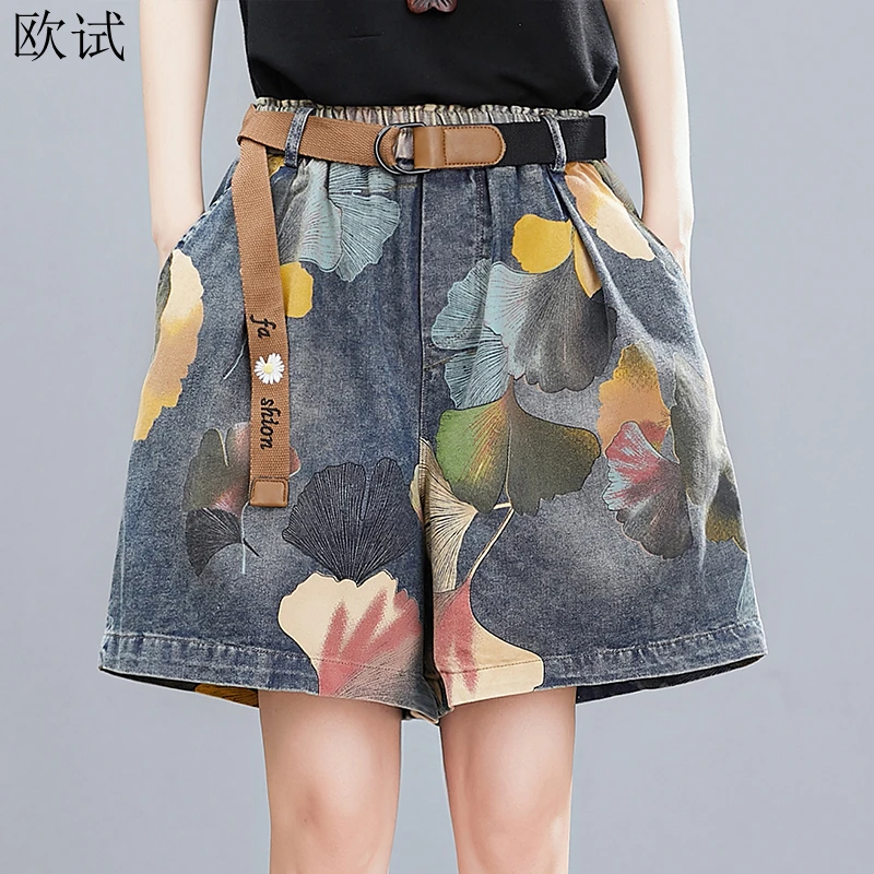 Oversized-Jean-Shorts-Denim-for-Women-Knee-Length-Jeans-High-Waisted ...