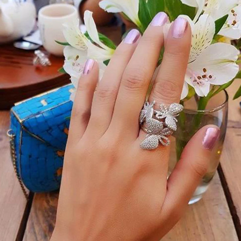 Luxury Butterfly Bold Statement Rings Animal Butterfly Finger Ring With ...