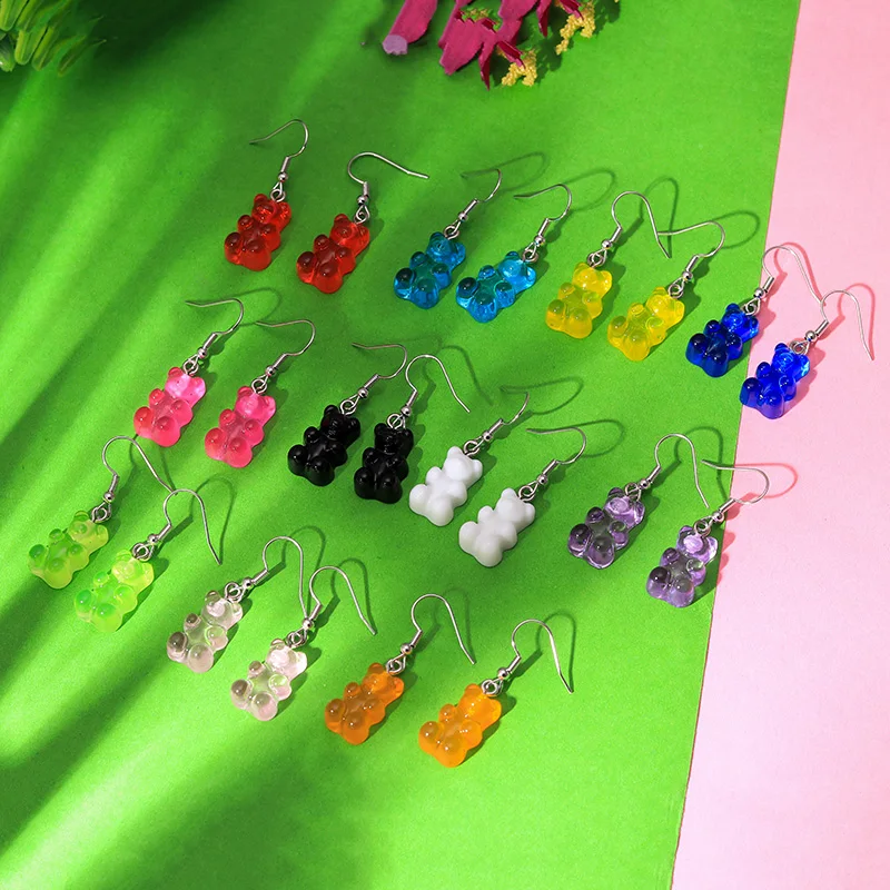 1 Pair Creative Cute Mini Gummy Bear Earrings Minimalism Cartoon Design ...