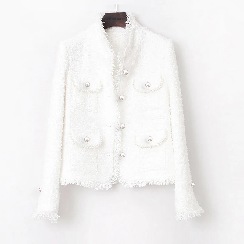 tweed-jacket-White-Pearl-inlaid-pocket-2020-autumn-winter-women-s ...