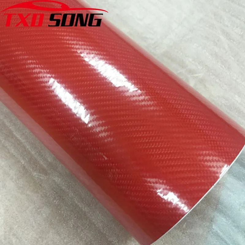 High quality Car Styling high glossy Red 5D carbon fiber vinyl film ...