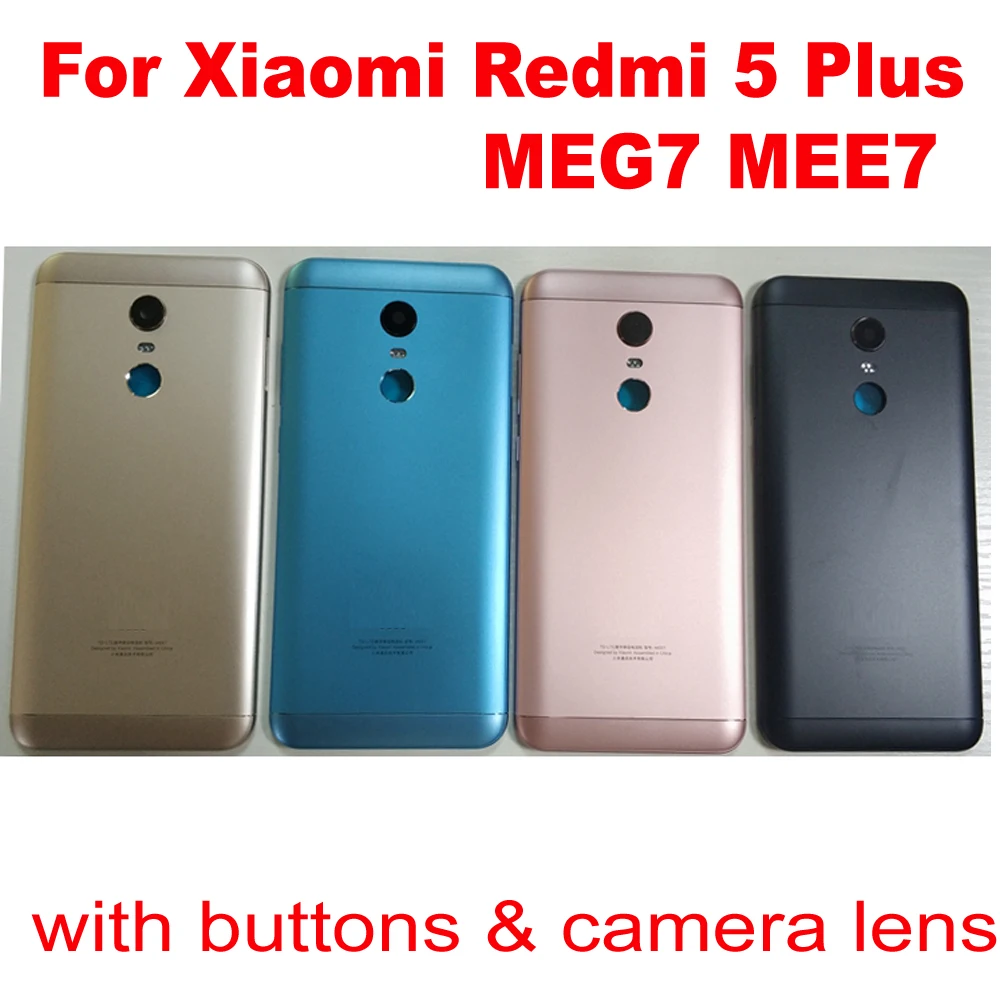 Xiaomi Redmi 5 Plus MEG7 MEE7 전화 뚜껑 (전원 볼륨 버튼 및 카메라 렌즈 포함) 용 기존 배터리 백 ...