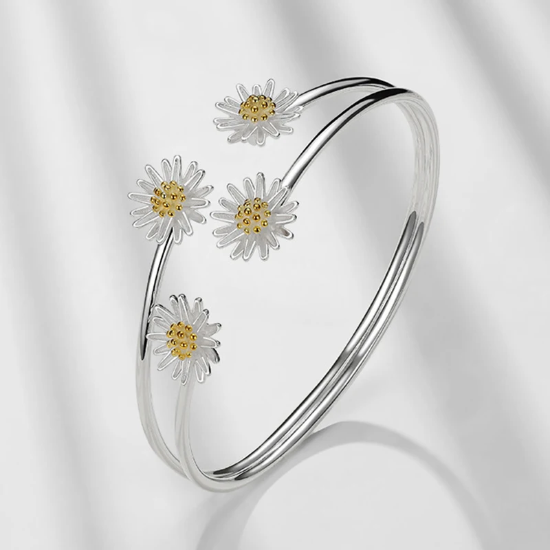 Korean-Style-Daisy-Flower-Charm-Bracelet-For-Women-Girls-Elegant-Sweet ...