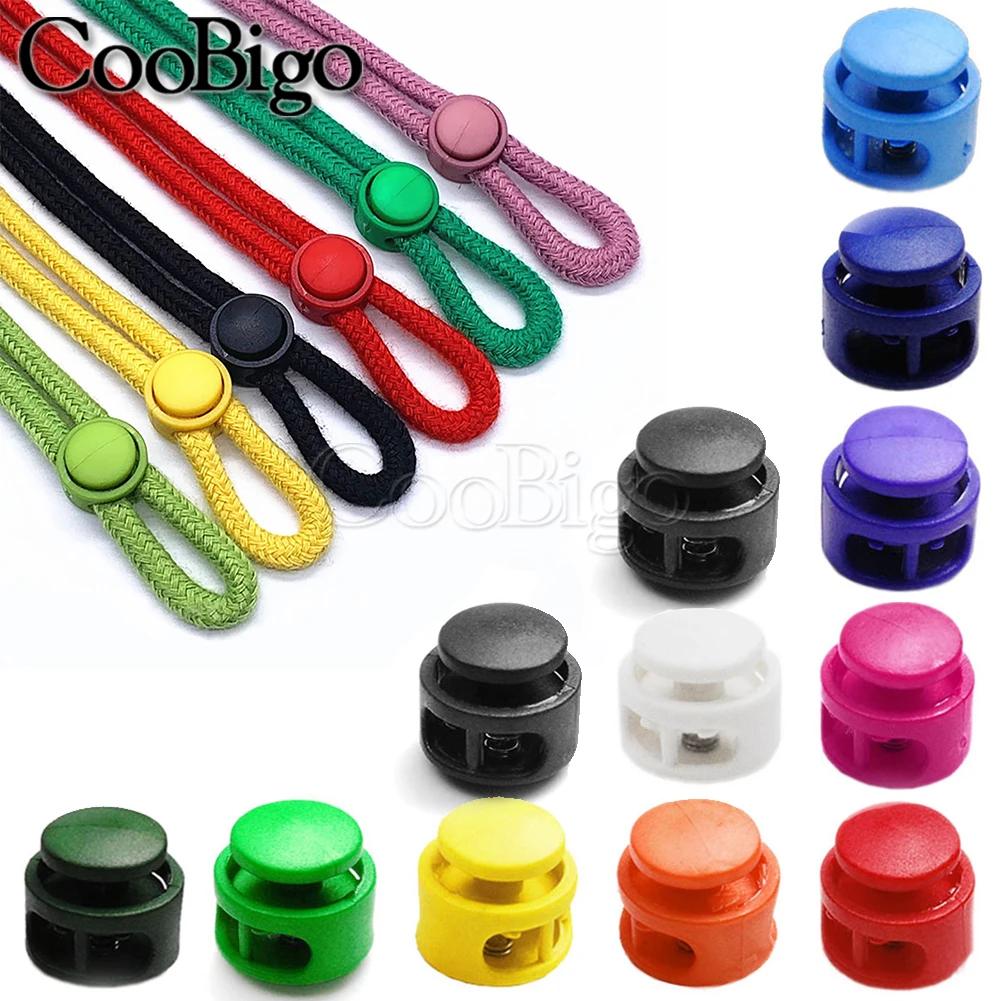 50pcs Plastic Cord Lock Spring Stopper Toggle Clip Rope Clamp Buckle ...
