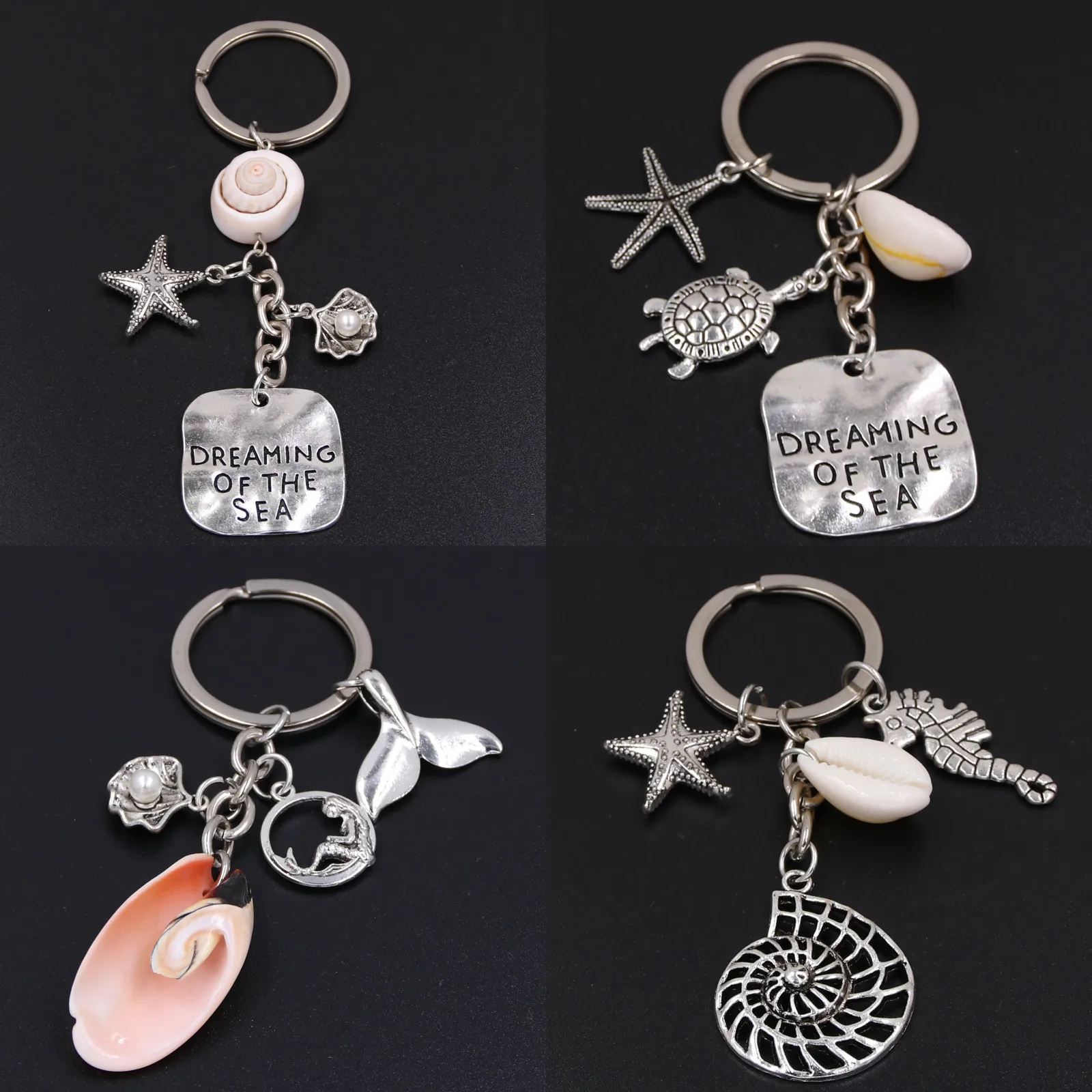 1pc-Dreaming-Of-The-Sea-Keychains-Starfish-Conch-With-Shell-Keyring ...