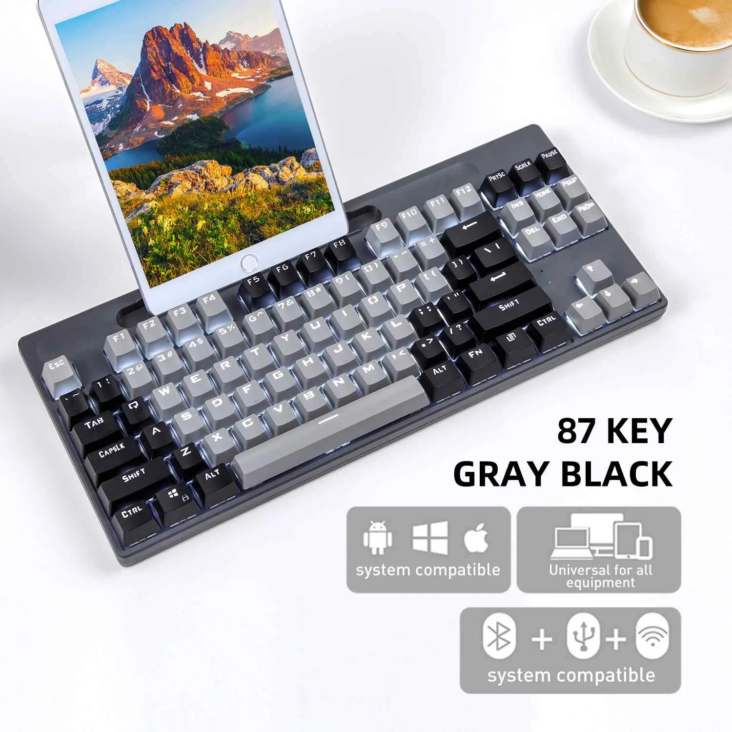 87PLUS-87-Keys-Bluetooth-compatible-Mechanical-Keyboard-Backlit-Three ...