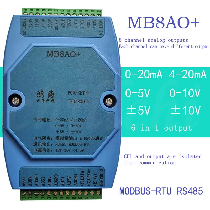 8-channel-isolated-4-20mA-0-5V-0-10V-5V-10V-analog-output-module-RS485 ...