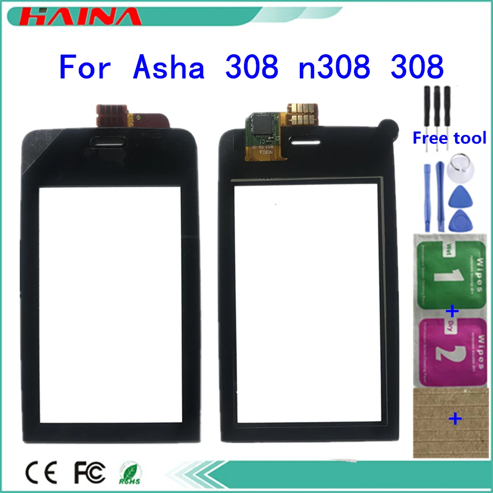 Black Front Glass For Nokia Asha 308 309 310 Touch Screen Digitizer ...