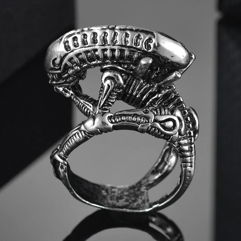 Animal Retro Gothic Ring Jewelry Classic Mysterious Motor Biker Skull Rings for Women Men Alien ...