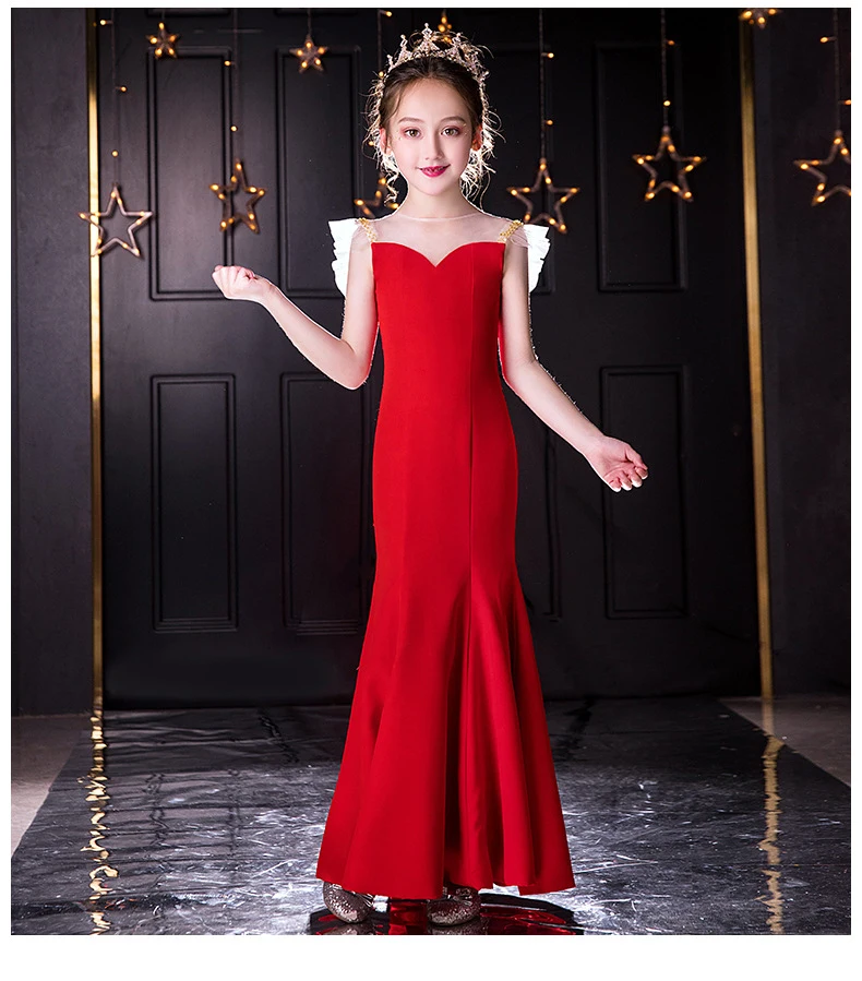 Teens Girls Red Long Evening Dresses Luxury 2021 Formal Prom Party ...