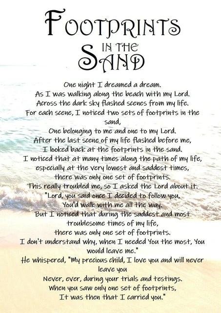Footprints In The Sand Poem Printable