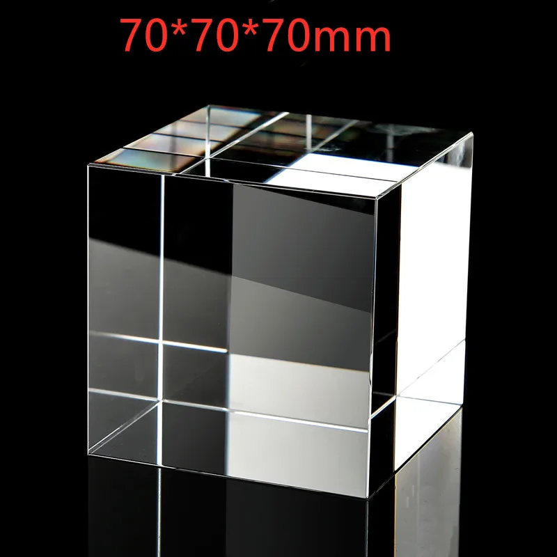 70*70*70mm Four-sided Crystal Cube Artificial Crystal Creative Rainbow ...
