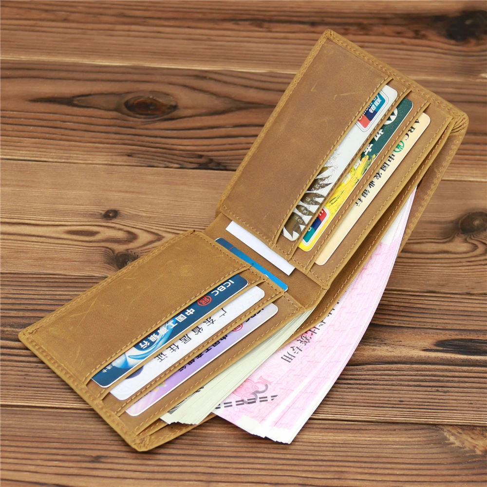 Mens Real Genuine Cowhide Leather Wallet Purse For Male Students ...