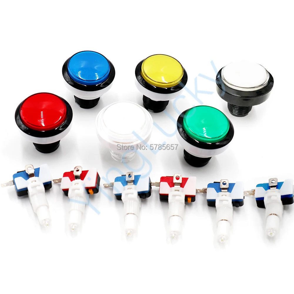 10pcs 46mm LED Arcade Buttons 12V Round Button Arcade Video Game Player Push Button Switch for ...