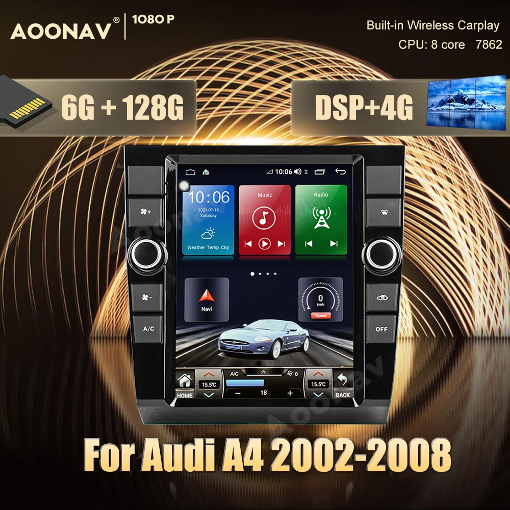 2 din Android 10.0 car radio For Audi A4 2002 2008 car stereo auto ...